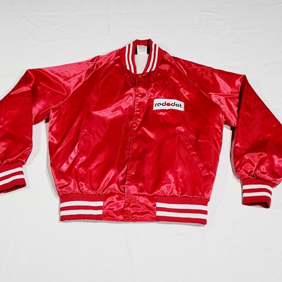 Sportsmaster | Jackets & Coats | Vintage Red Dot Red Satin Varsity ...